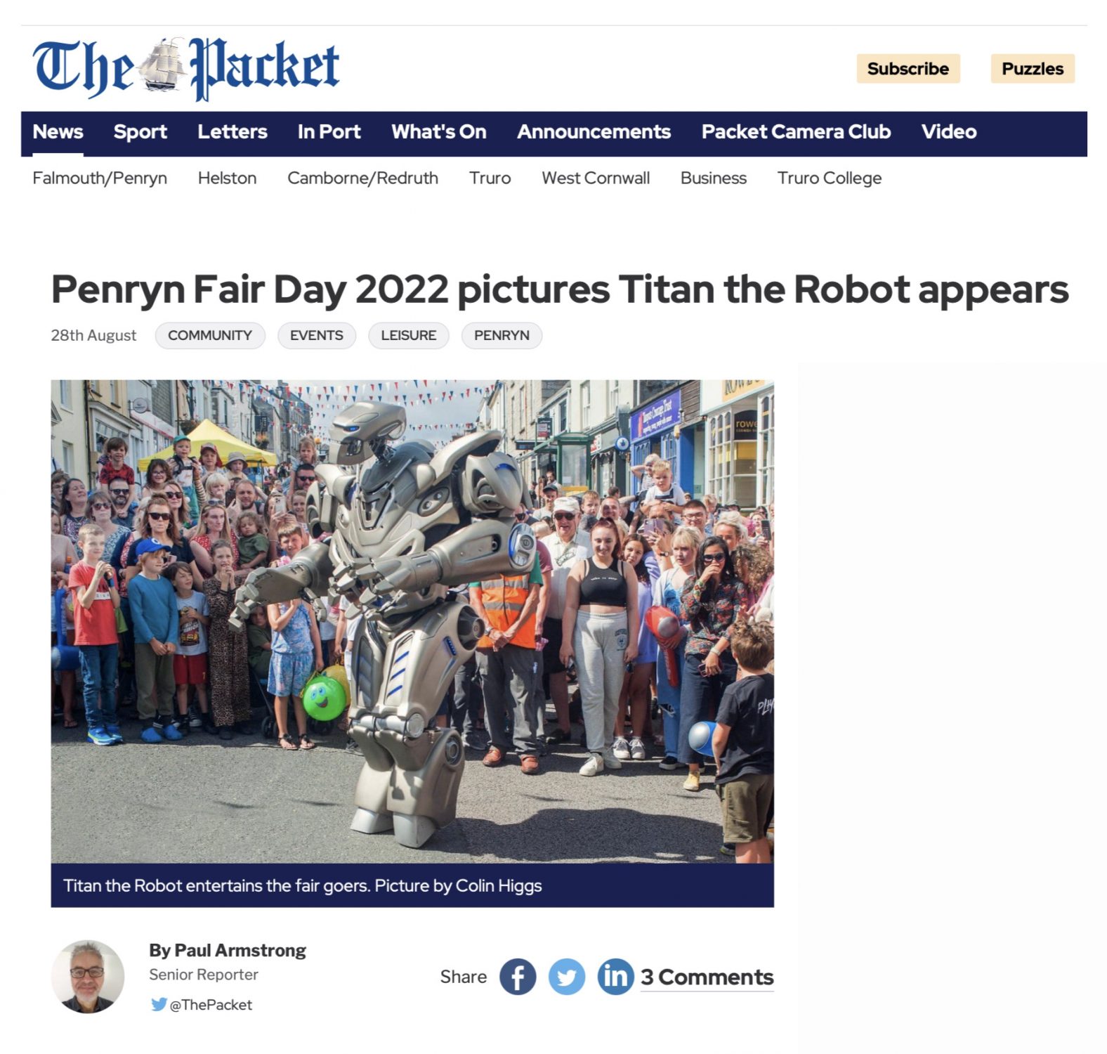 Titan the Robot : Summer 2022 Newspaper Clippings | Cyberstein Robotics