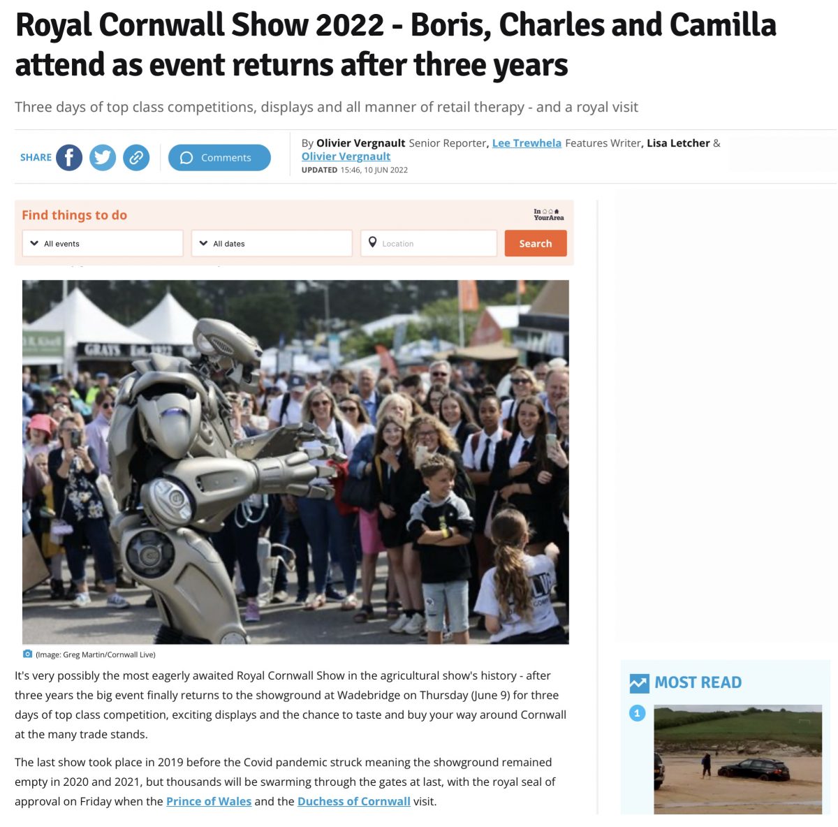 Titan the Robot : Summer 2022 Newspaper Clippings | Cyberstein Robotics